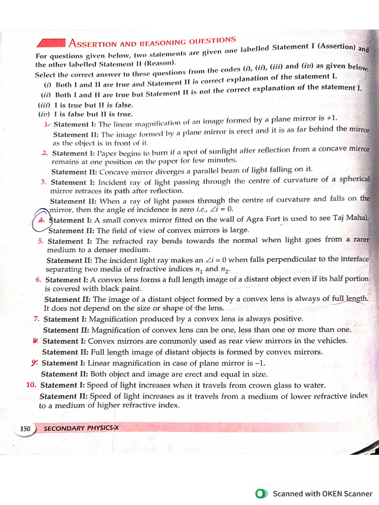 Assertion and Reason Questions Chapter 1 | PDF