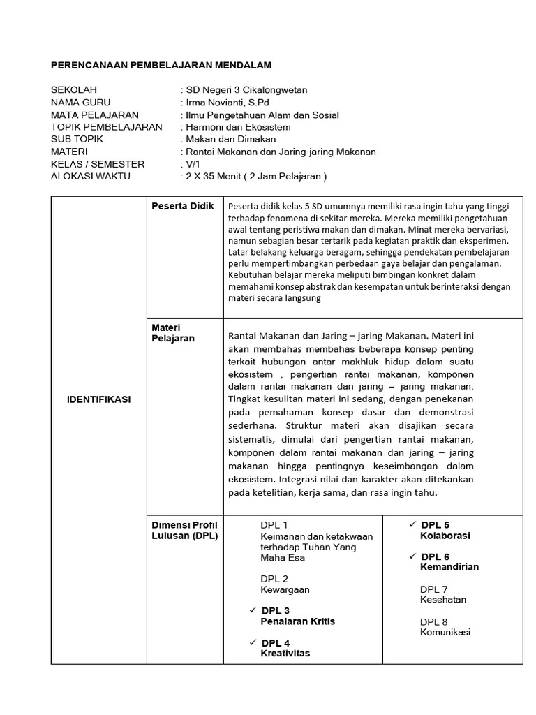 Rantai Makanan dalam Ekosistem SD 5 | PDF
