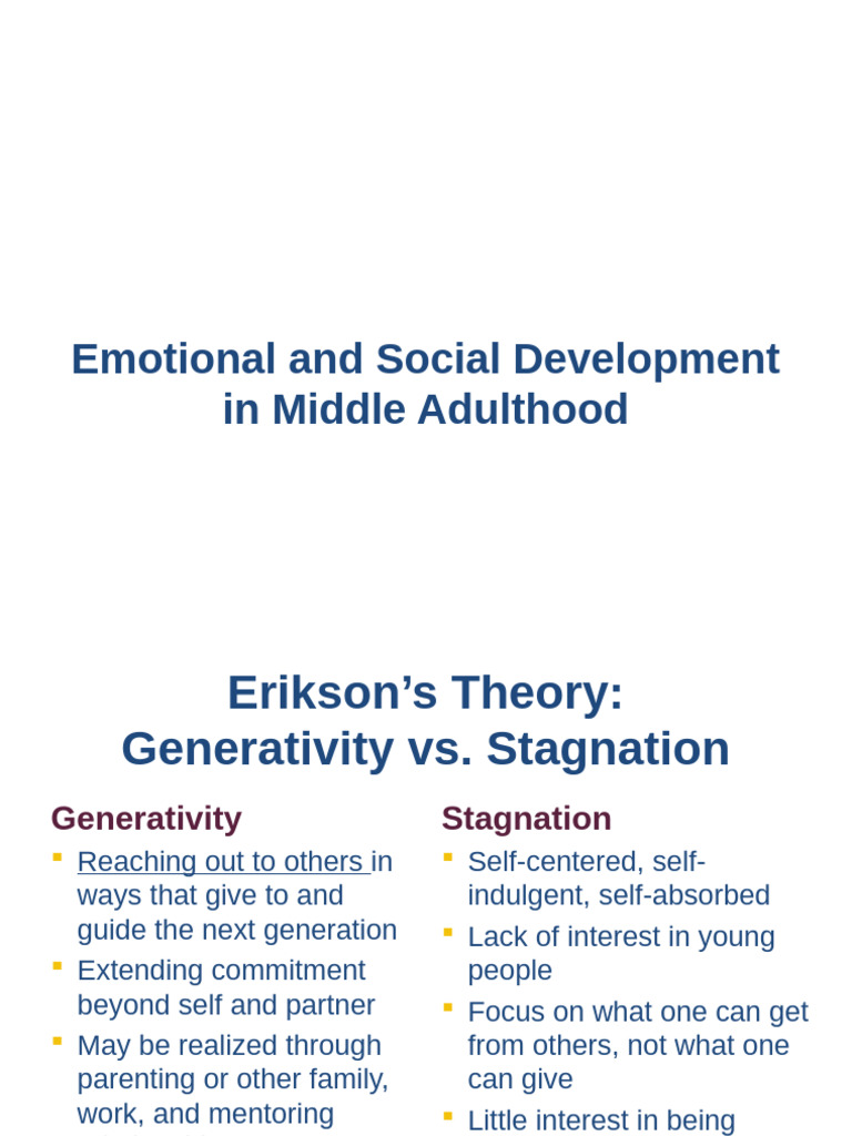 Emotional and Social Development in Middle Adulthood | PDF ...