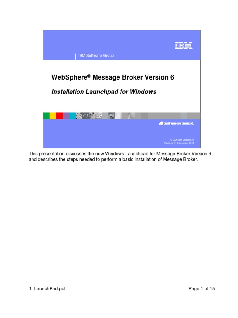 Websphere Message Broker Version 6: Installation Launchpad For Windows | PDF | Ibm Db2 ...