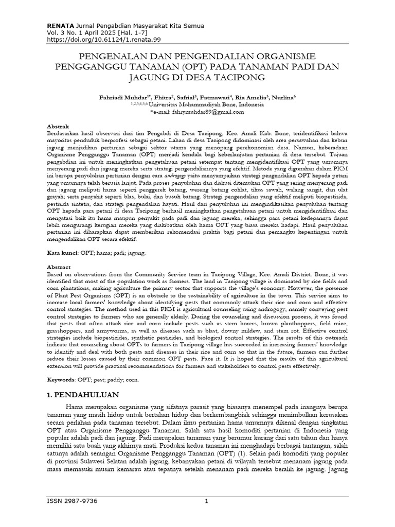 Pengenalan Dan Pengendalian Opt Padi | PDF