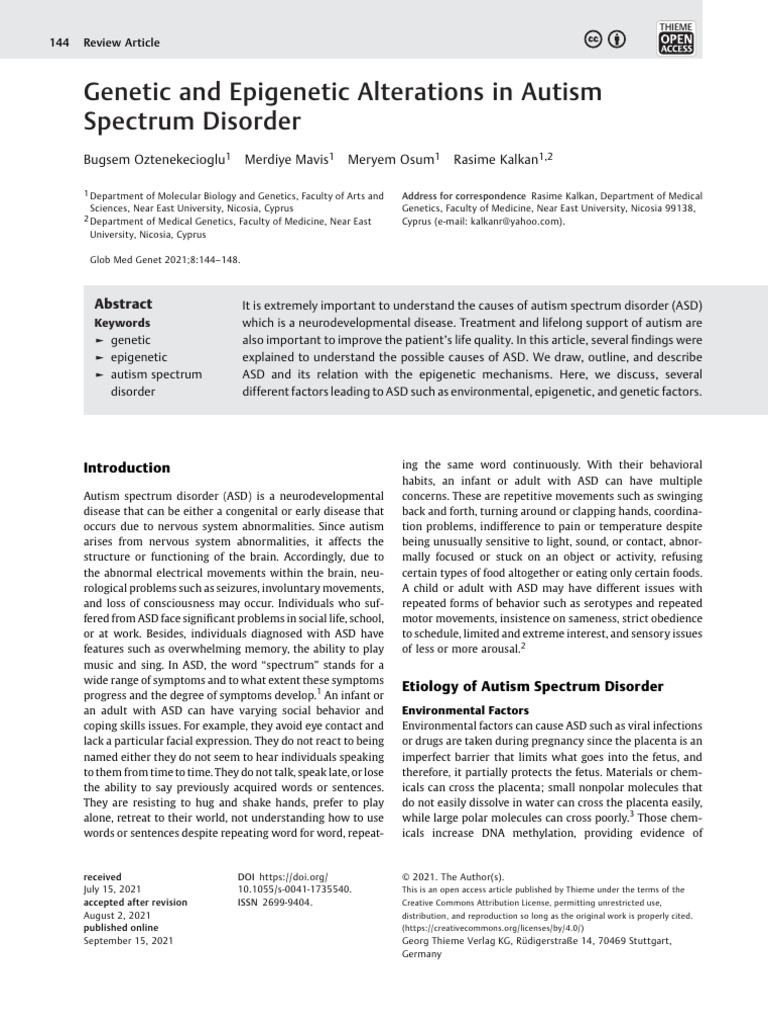 Genetic and Epigenetic Factors in Autism | PDF | Histone | Epigenetics