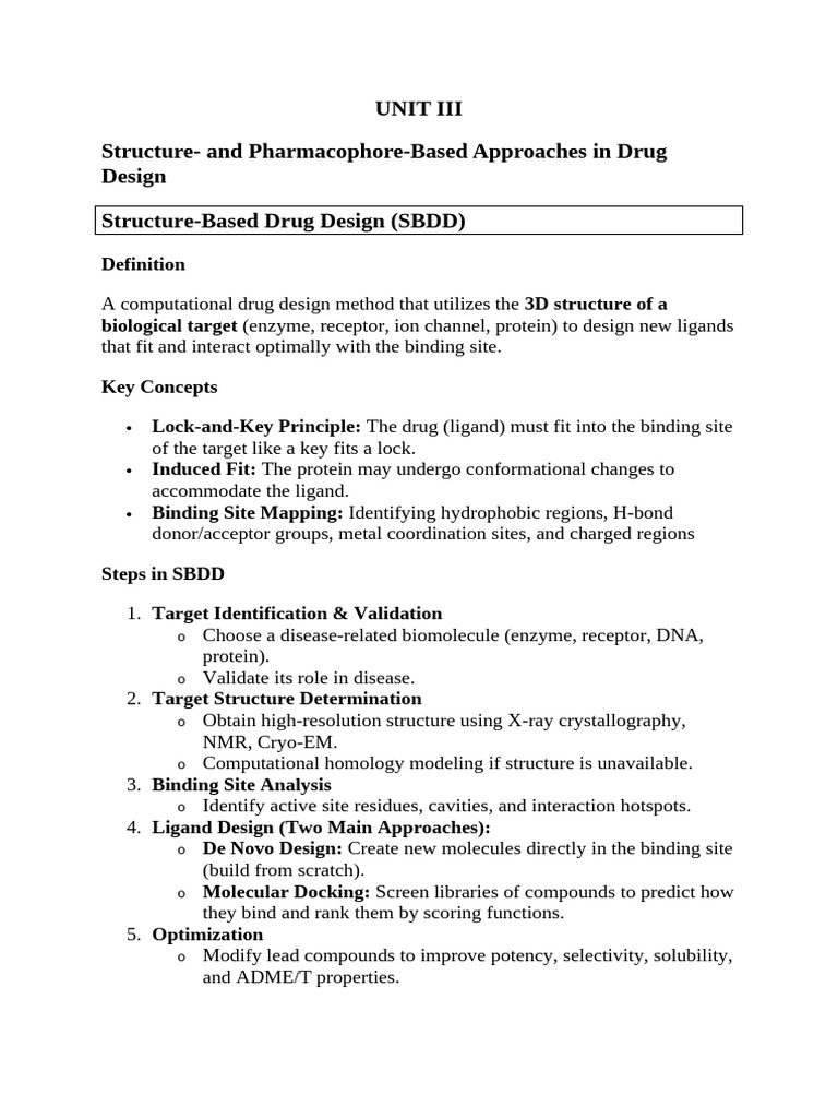 Drug Design: SBDD & Pharmacophore Methods | PDF | Biomarker (Medicine ...