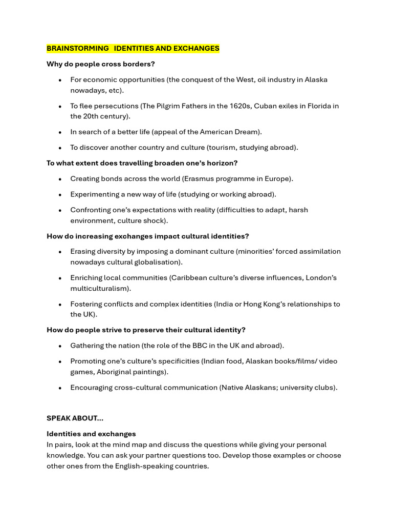 Identities and Cultural Exchanges | PDF