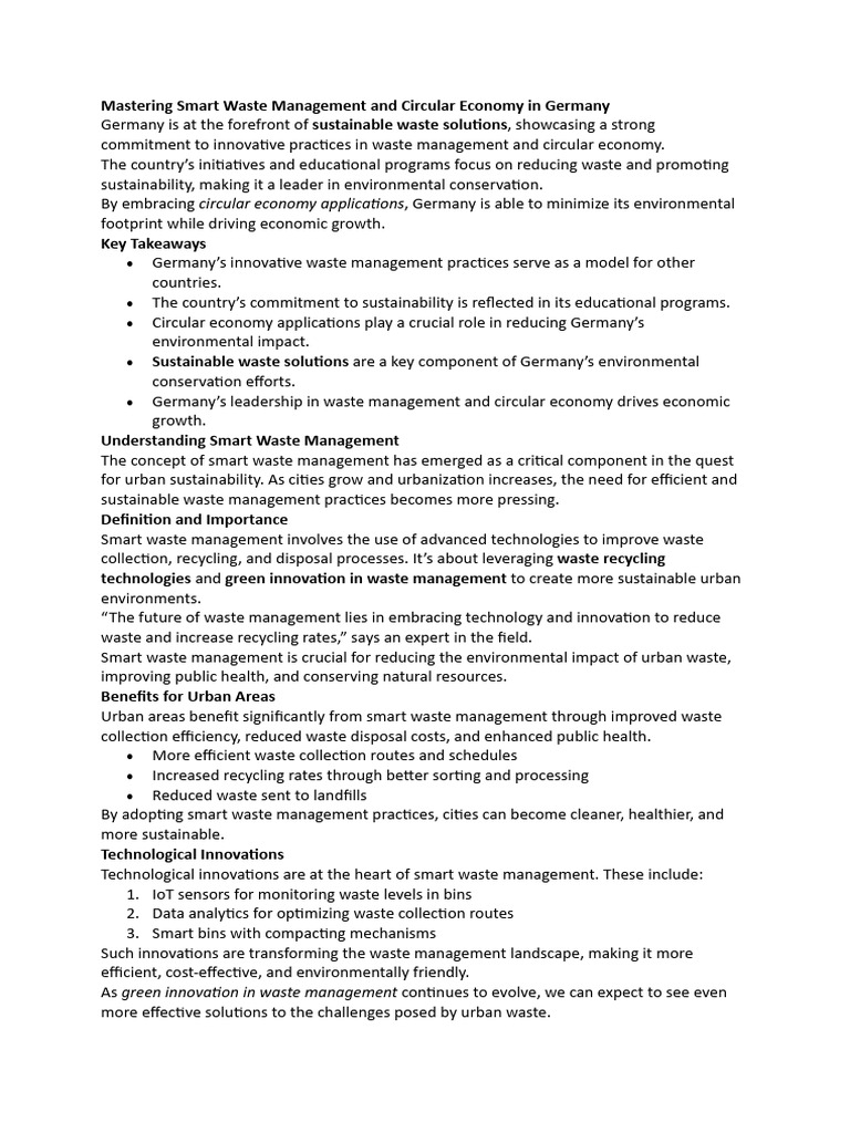 Smart Waste Management in Germany | PDF | Waste Management | Sustainability