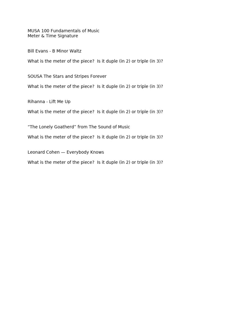 Meter & Time Signature | PDF