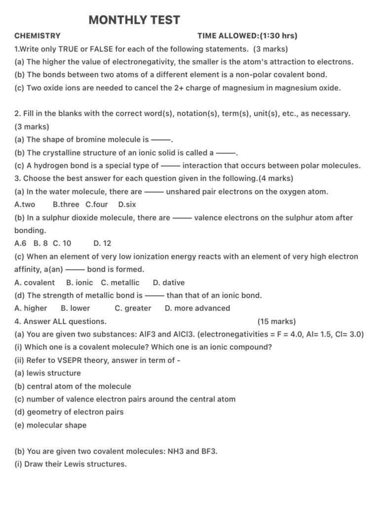 Monthly Test | PDF