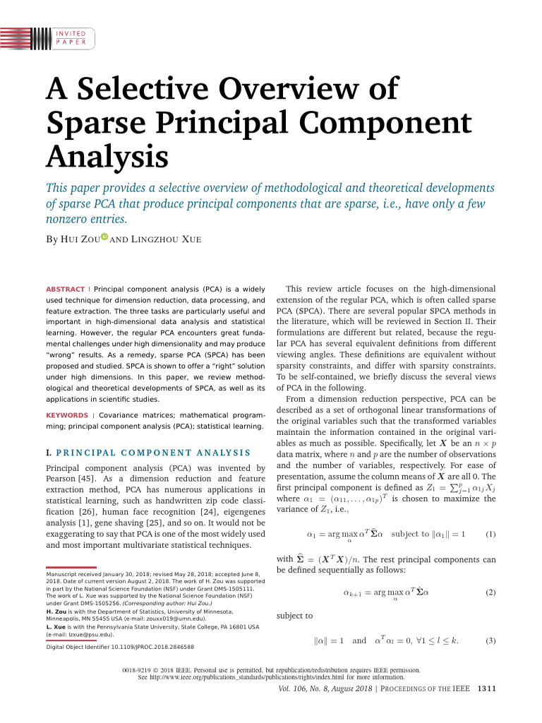 Overview of Sparse PCA Methods | PDF | Principal Component Analysis ...