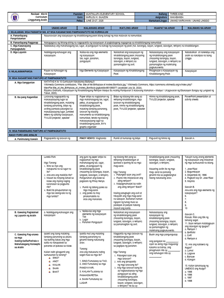 Makabansa3 Q1W1 | PDF