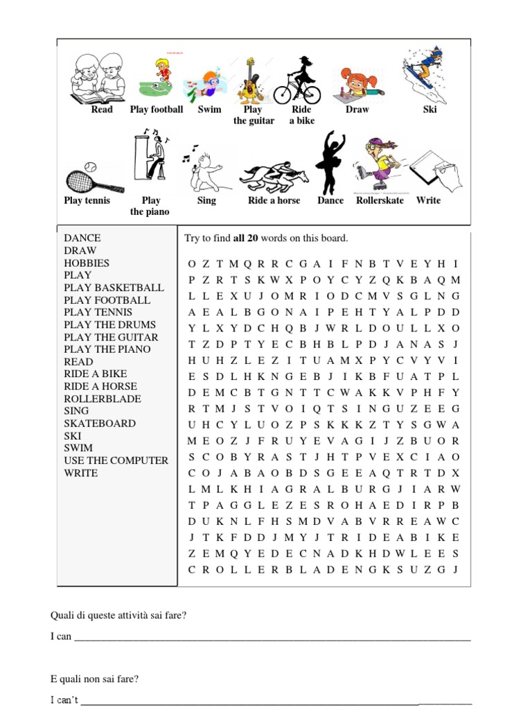 Hobbies Word Search | PDF