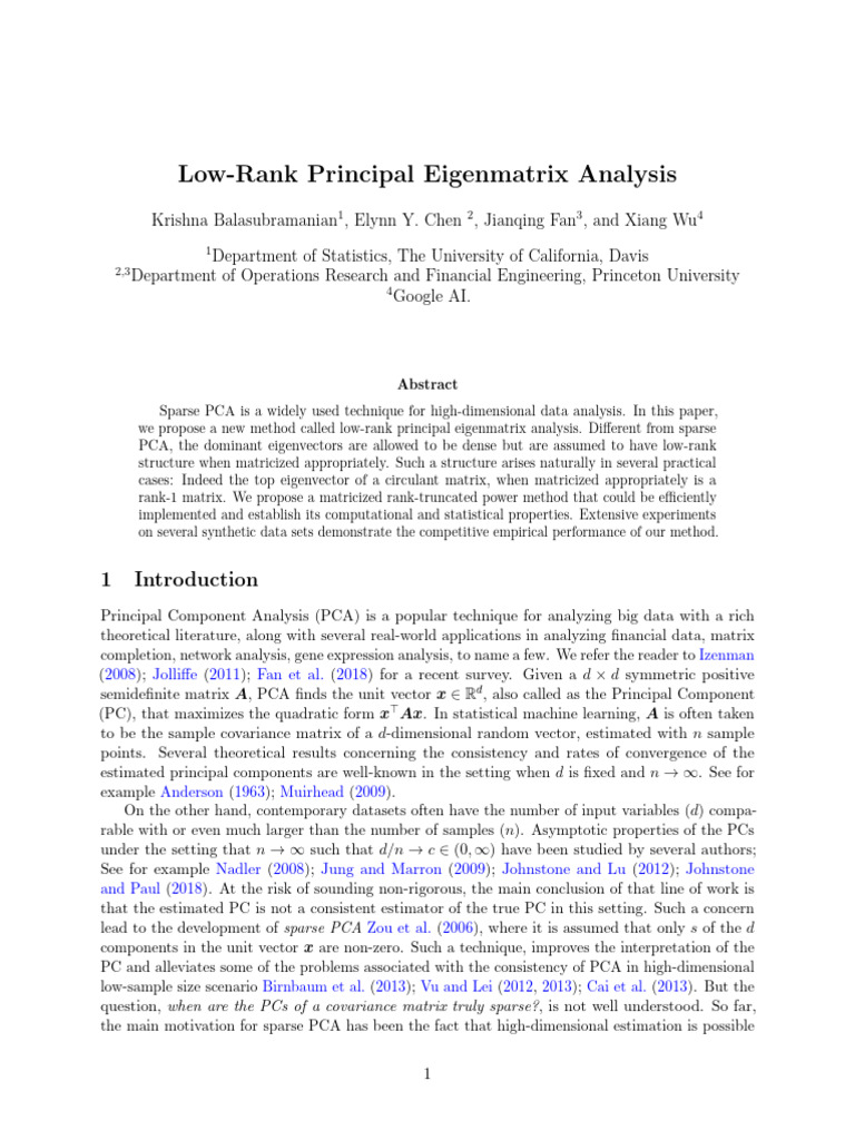 Low-Rank Principal Eigenmatrix Method | PDF | Eigenvalues And ...