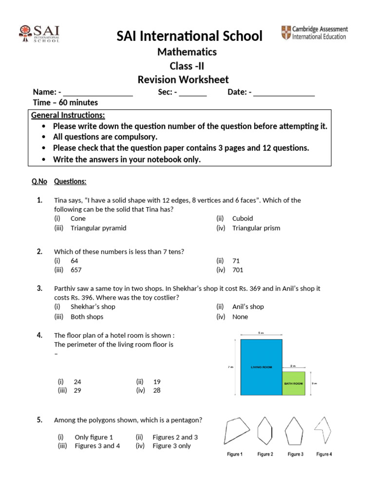 MATH Revision Worksheet | PDF | Polytopes