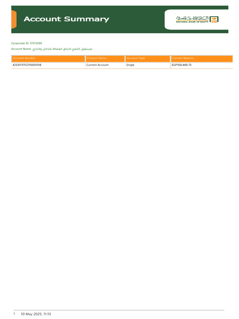 Account Number Product Name Account Type Current Balance | PDF