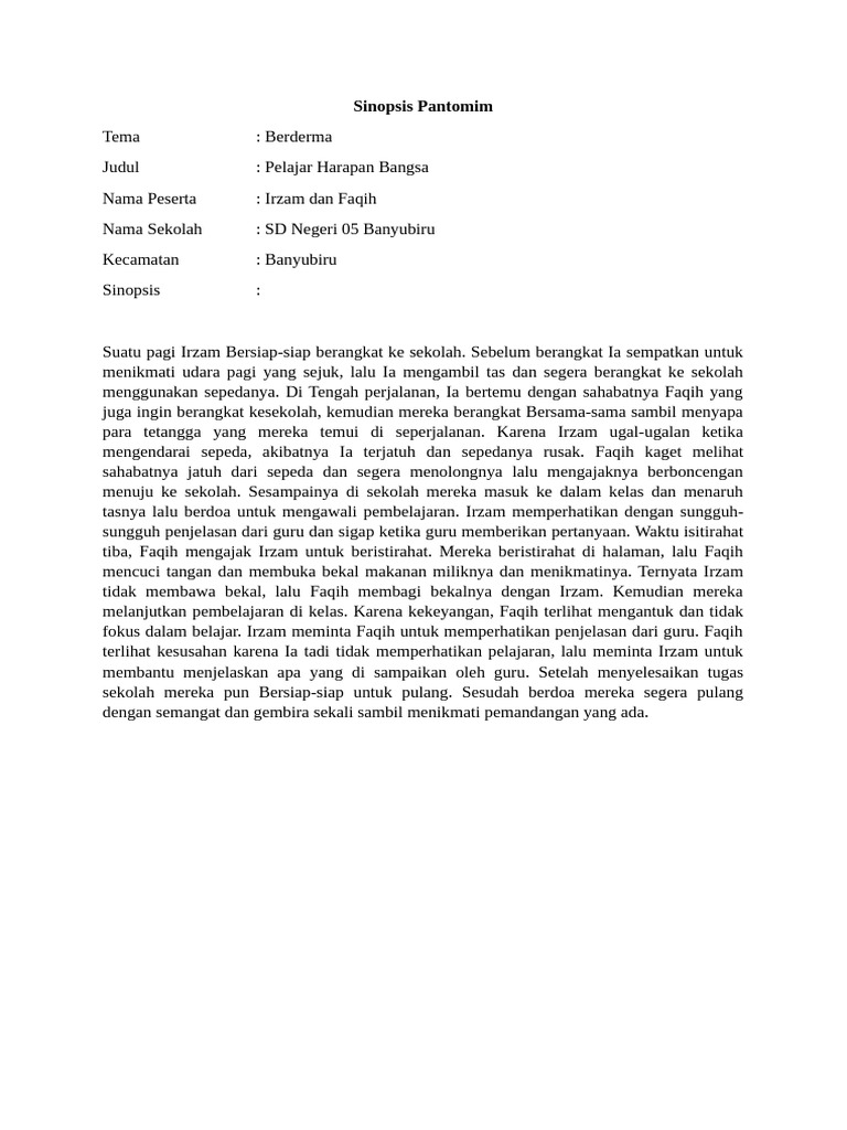 Sinopsis Pantomim | PDF