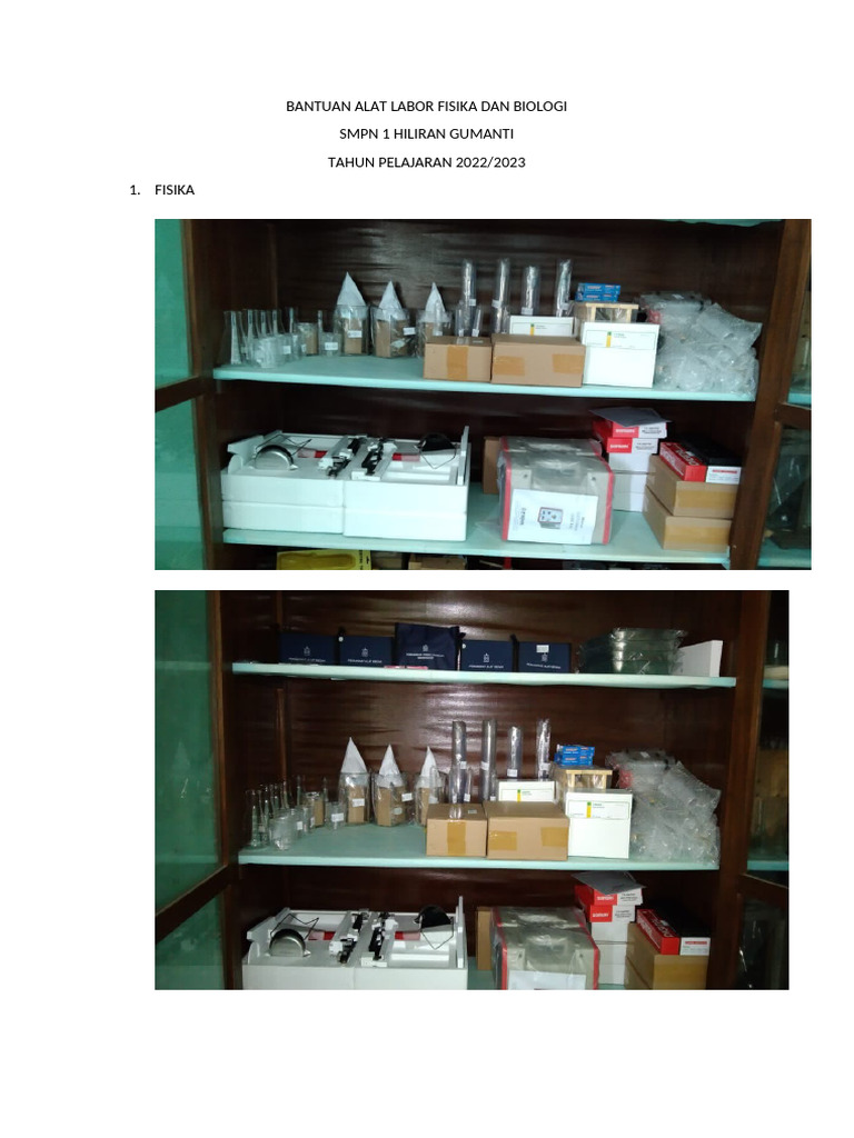 Bantuan Alat Labor Fisika Dan Biologi | PDF