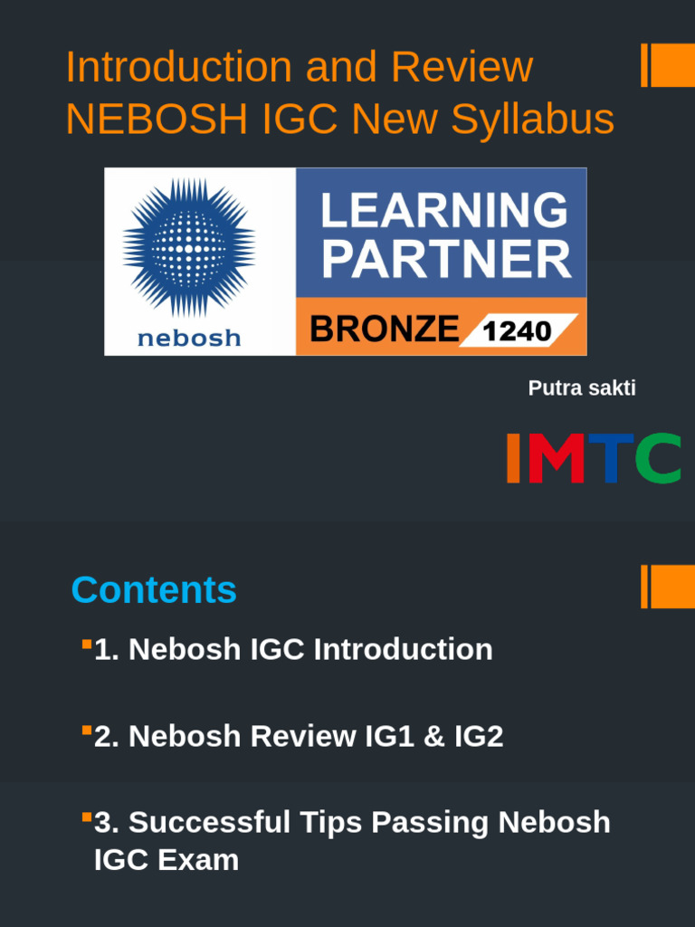 Introduction and Revision NEBOSH IGC New Syllabus | PDF | Occupational ...