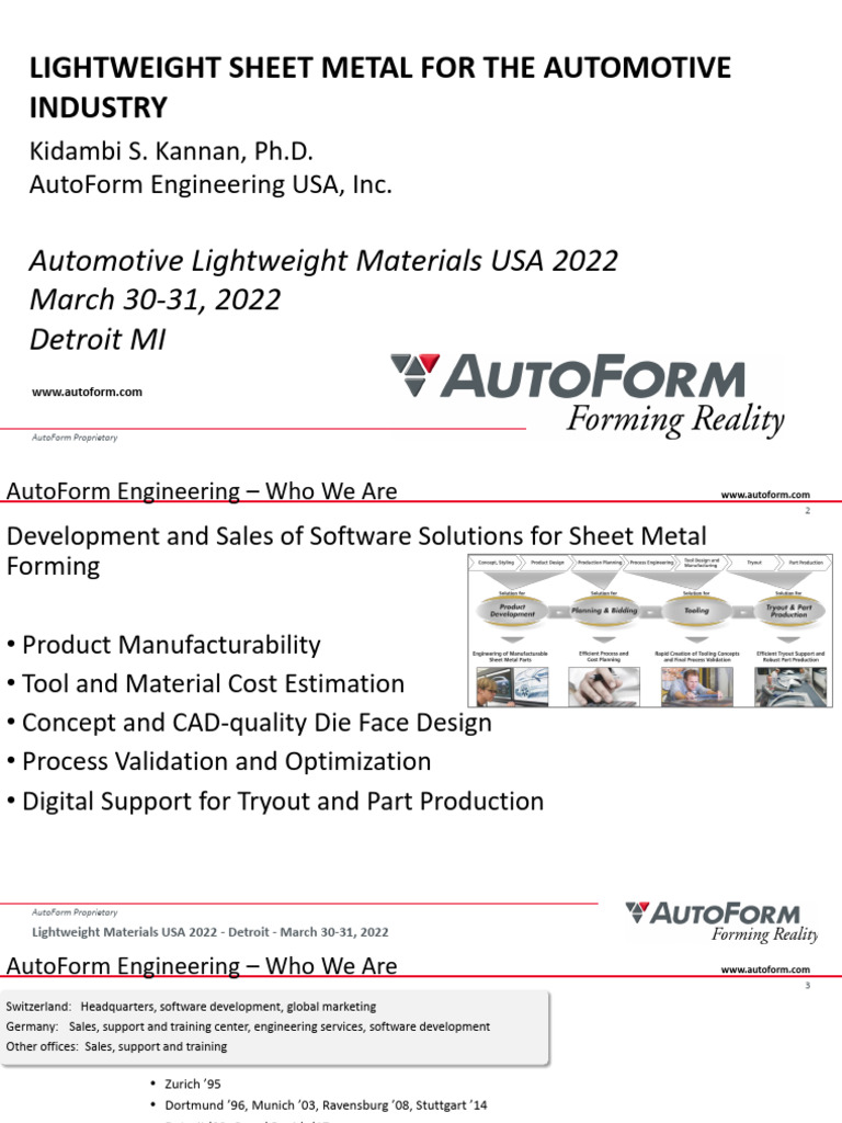 AutoForm's Lightweighting Solutions | PDF | Heat | Temperature