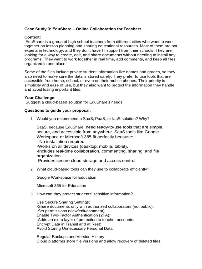 Case Study 3 - EduShare - Online Collaboration For Teachers | PDF ...