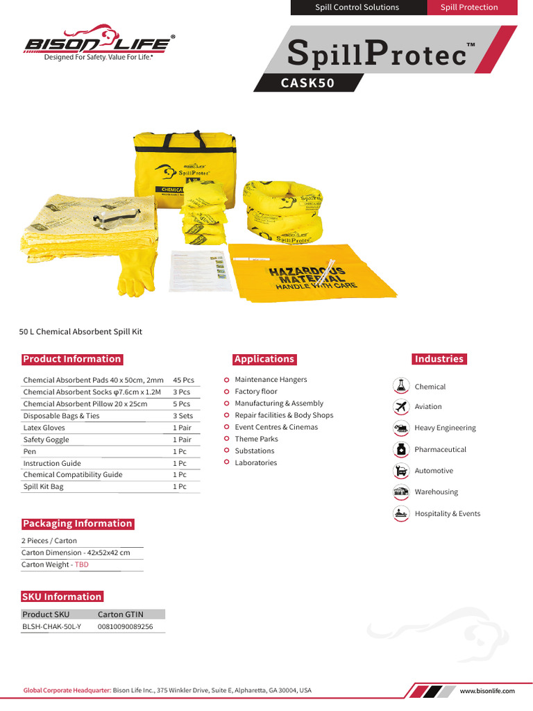Chemical Absorbent Spill Kit CASK50 | PDF | Secondary Sector Of The Economy