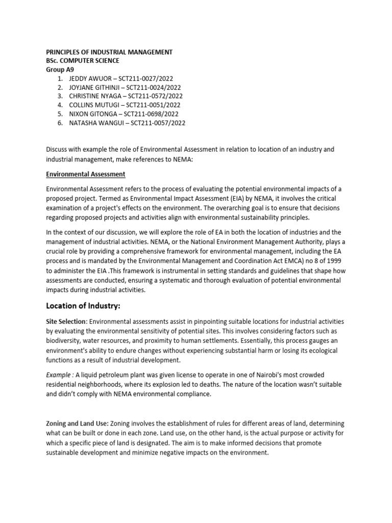 Environmental Assessment in Industrial Management | PDF | Environmental ...