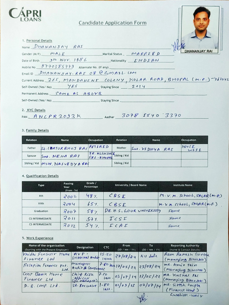Capri Application Form | PDF