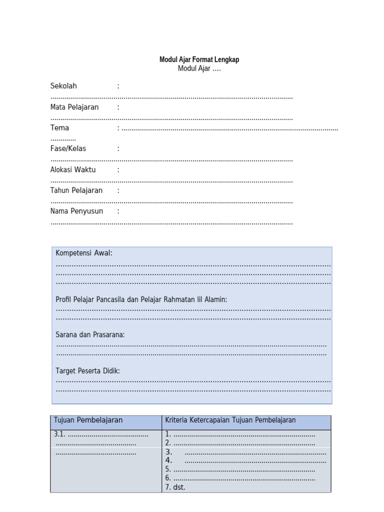 Modul Ajar Pembelajaran PjBL Lengkap | PDF