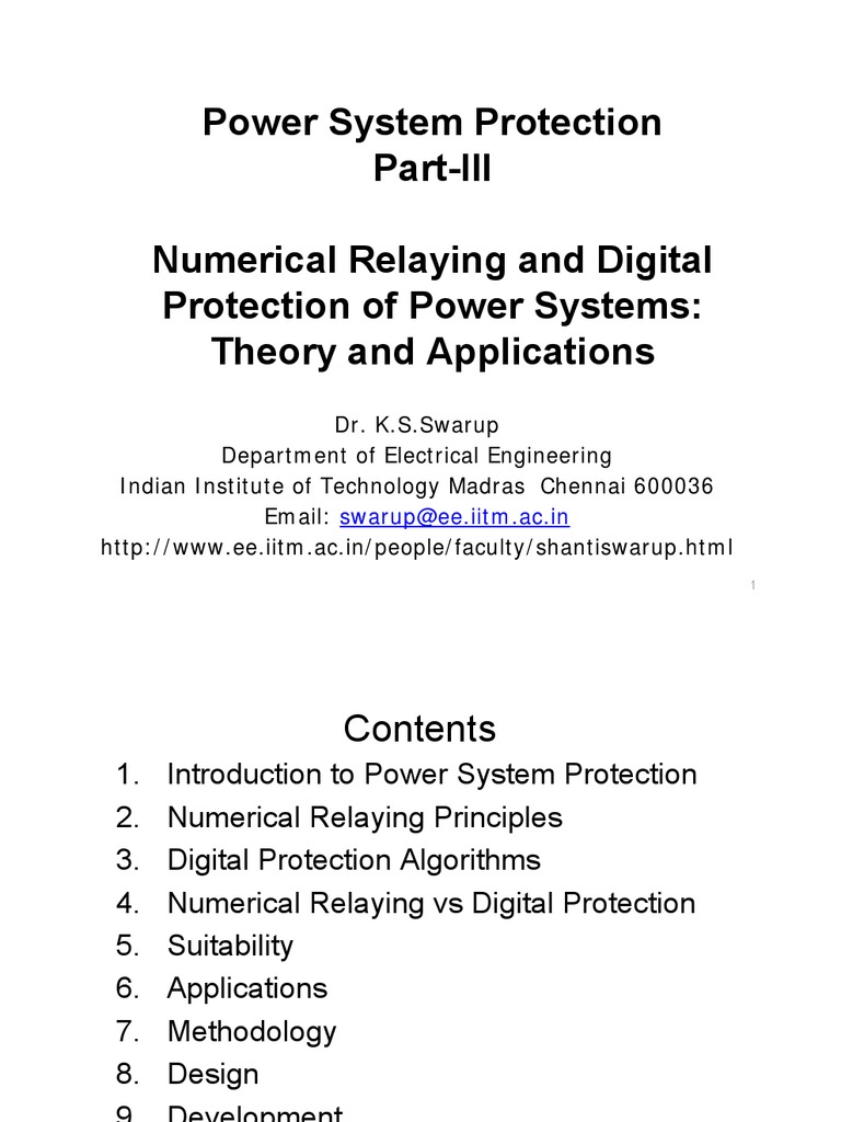 Power System Protection Part-III Numerical Relaying and Digital ...