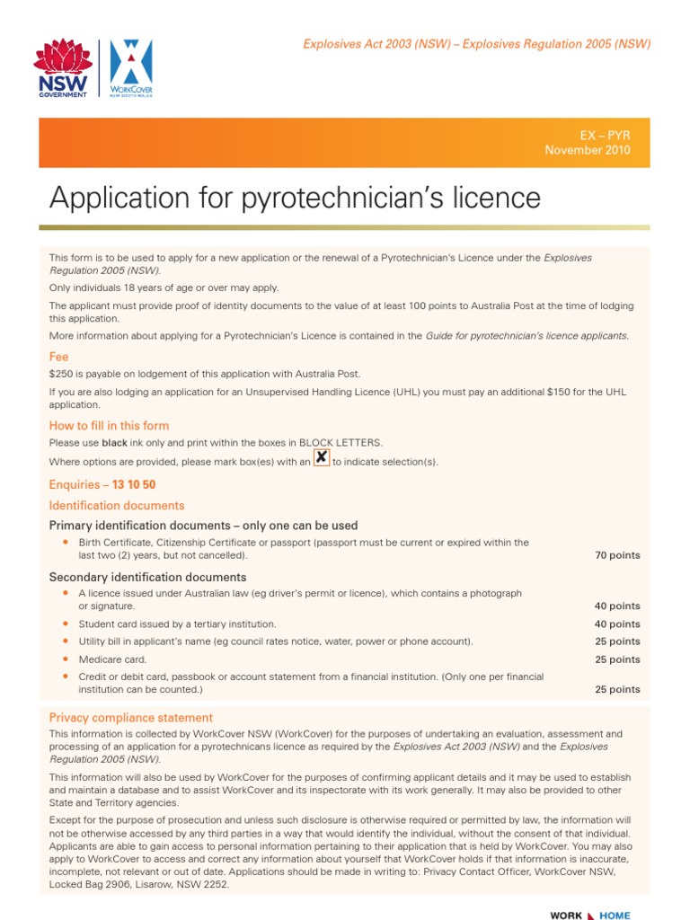 Application Pyrotechnicians Licence 0885 | PDF | Fireworks | Identity ...