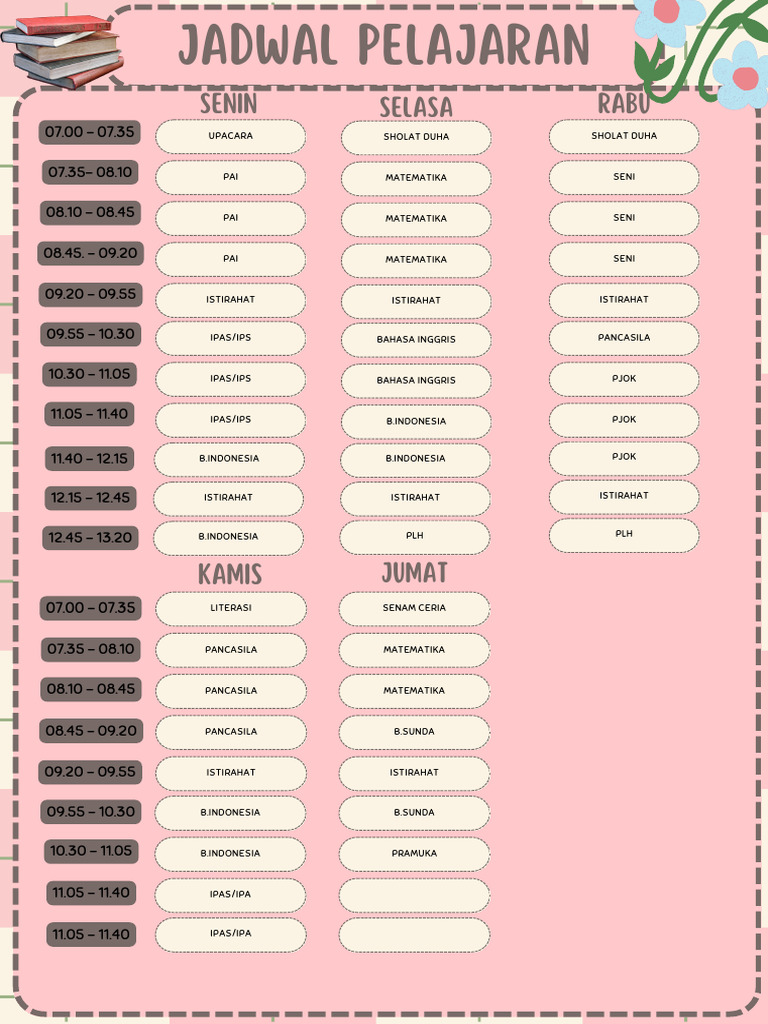 Jadwal Mapel | PDF