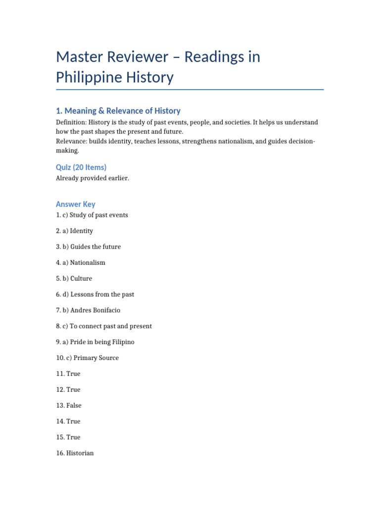 Philippine History Study Guide | PDF