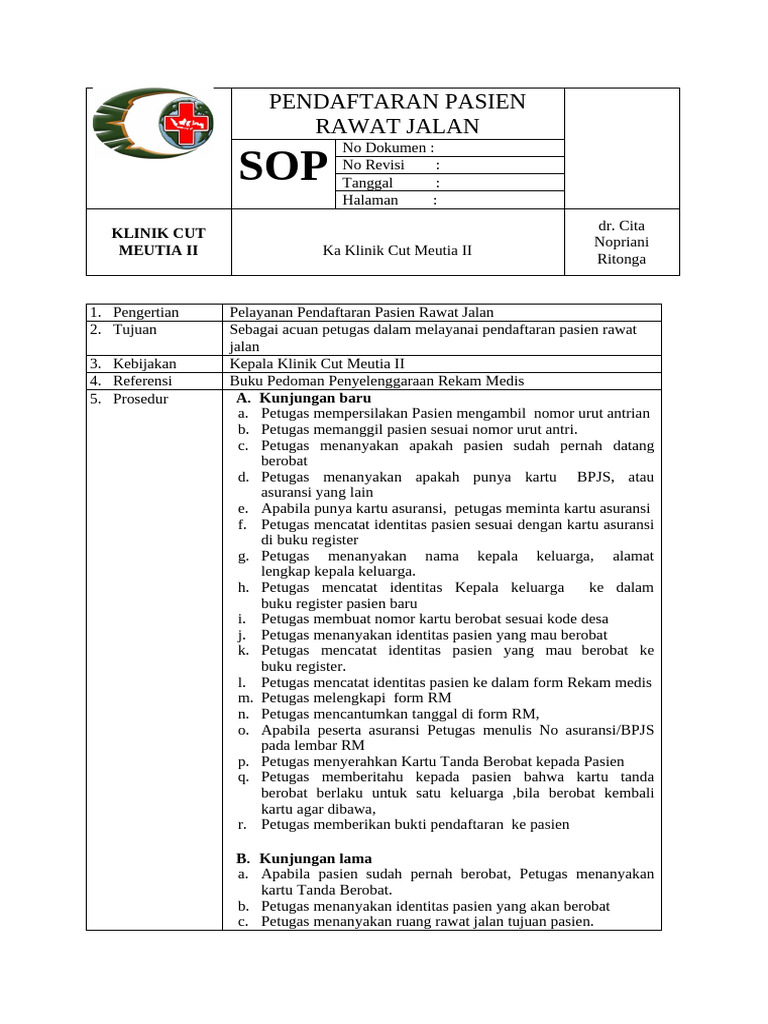 Sop Pendaftaran | PDF