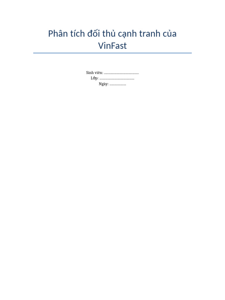 Phan Tich Doi Thu VinFast | PDF