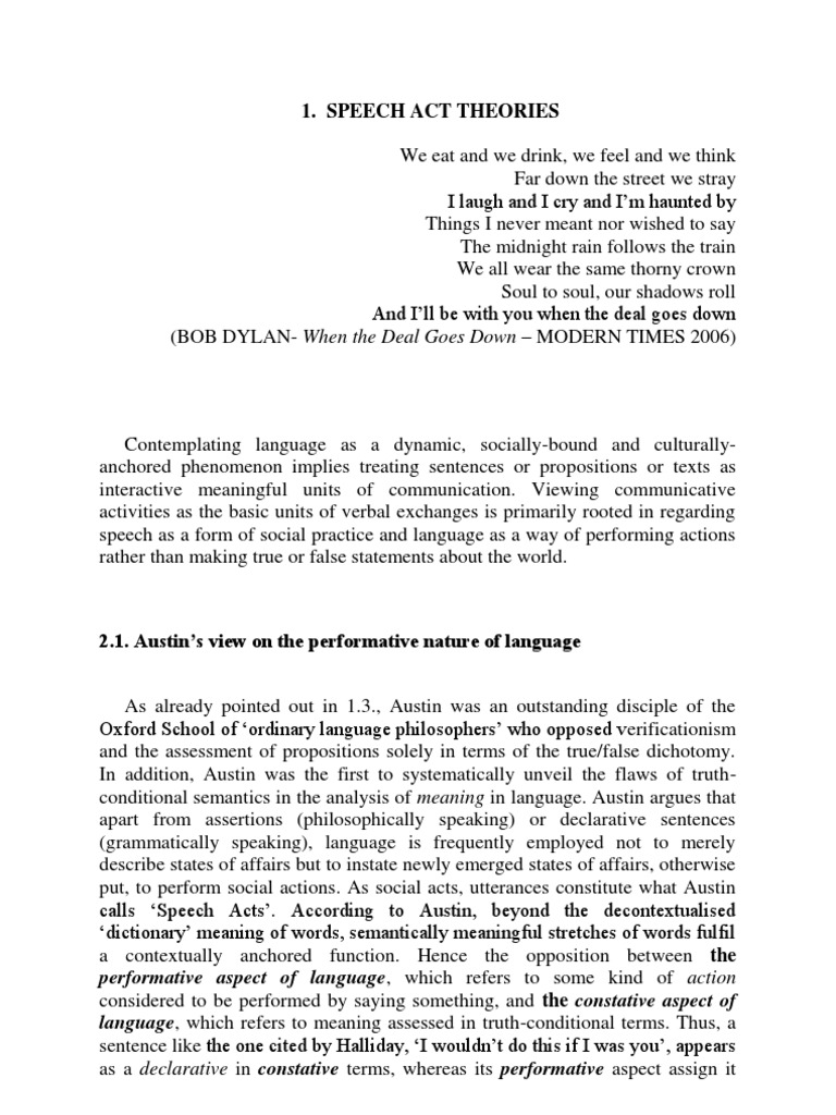 Speech Act Theories | PDF | Communication | Human Communication