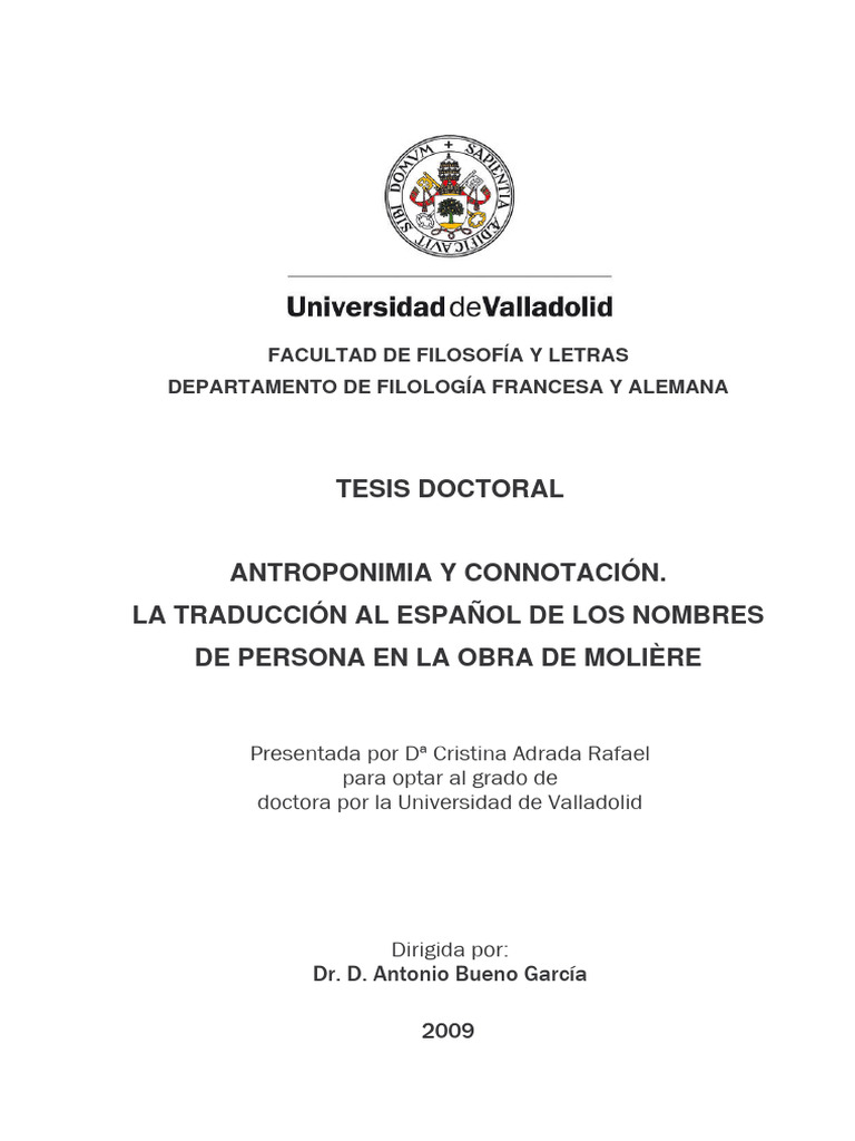 Antroponimia en Molière: Traducción y Connotación | PDF