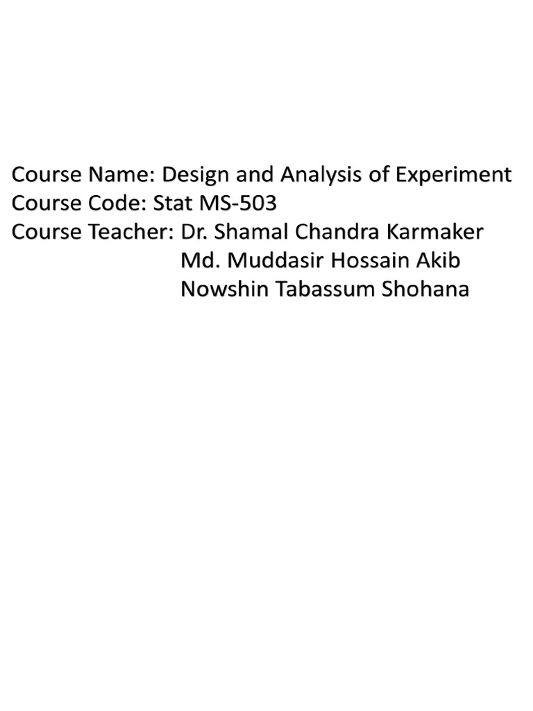STAT 504, Advanced Experimental Design | PDF