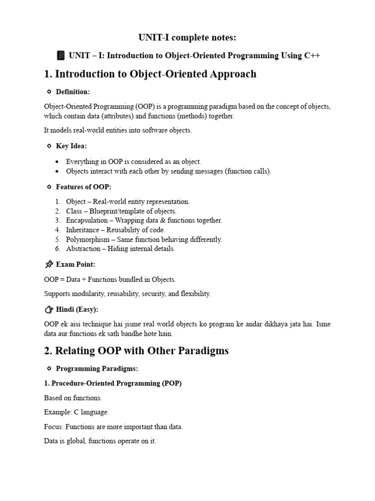 OOPS Complete | PDF | Object Oriented Programming | C++