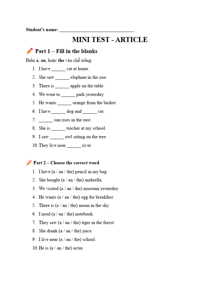 Mini Test Article | PDF