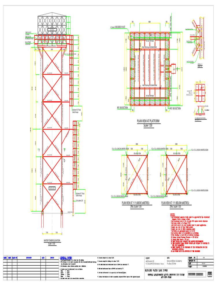 108M3 Elevated Water Tank Tower-Details-1-2 | PDF | Mechanical ...