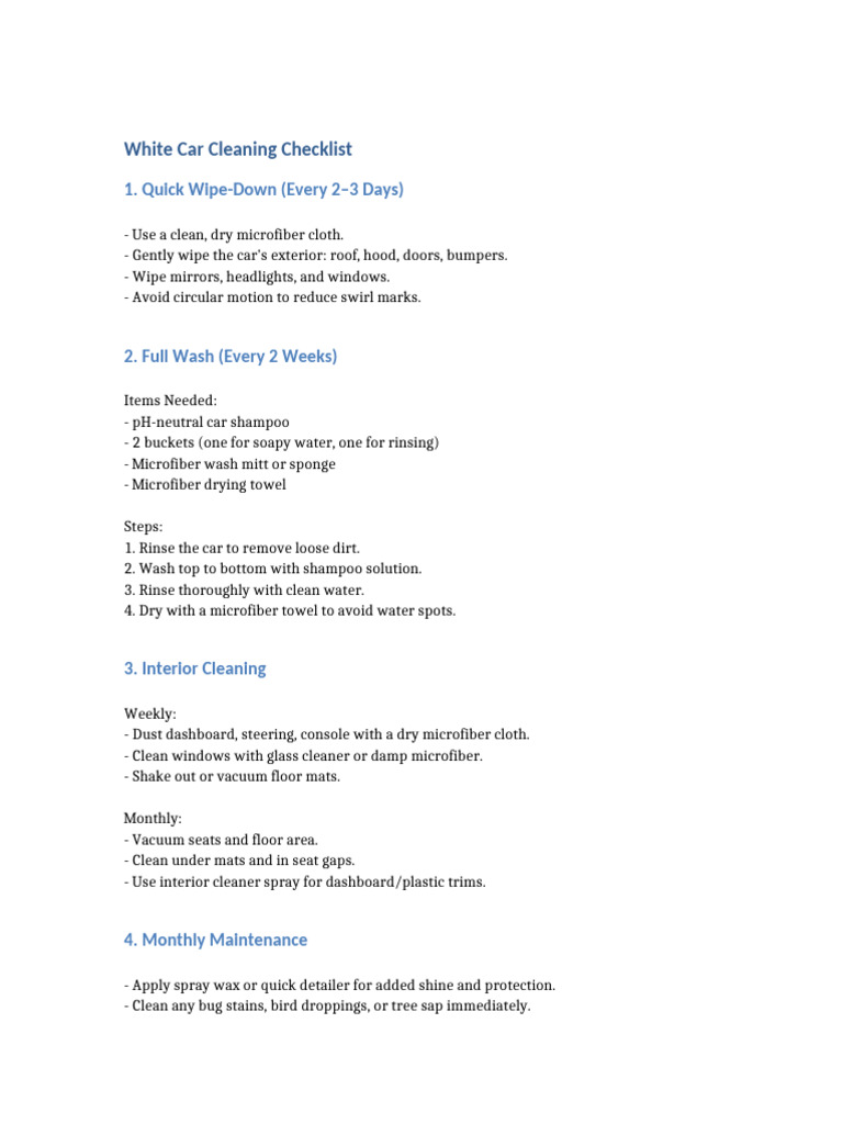 White Car Cleaning Guide | PDF
