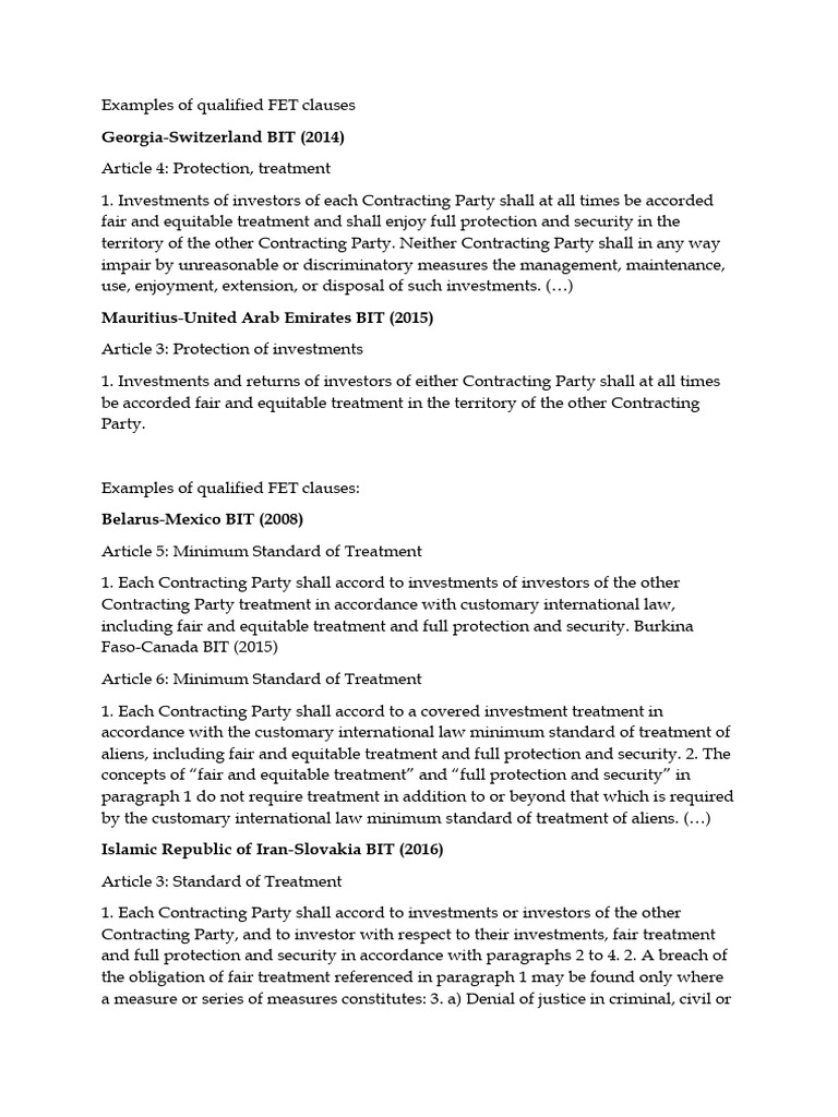 Examples of Qualified FET Clauses Updated | PDF