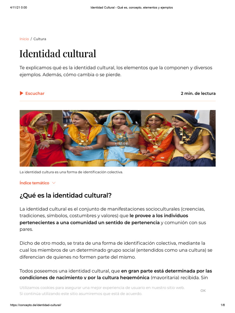 Identidad Cultural - Qué Es, Concepto, Elementos y Ejemplos | PDF ...
