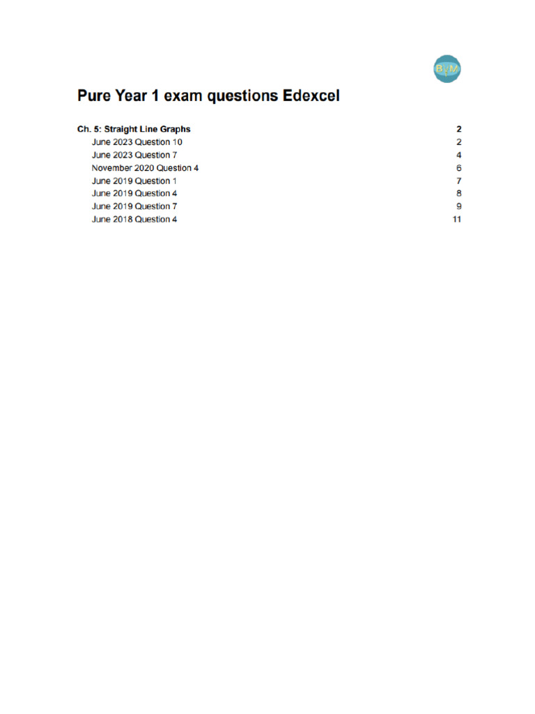 Ch. 5 - Straight Line Graphs - Pure Year 1 Edexcel | PDF