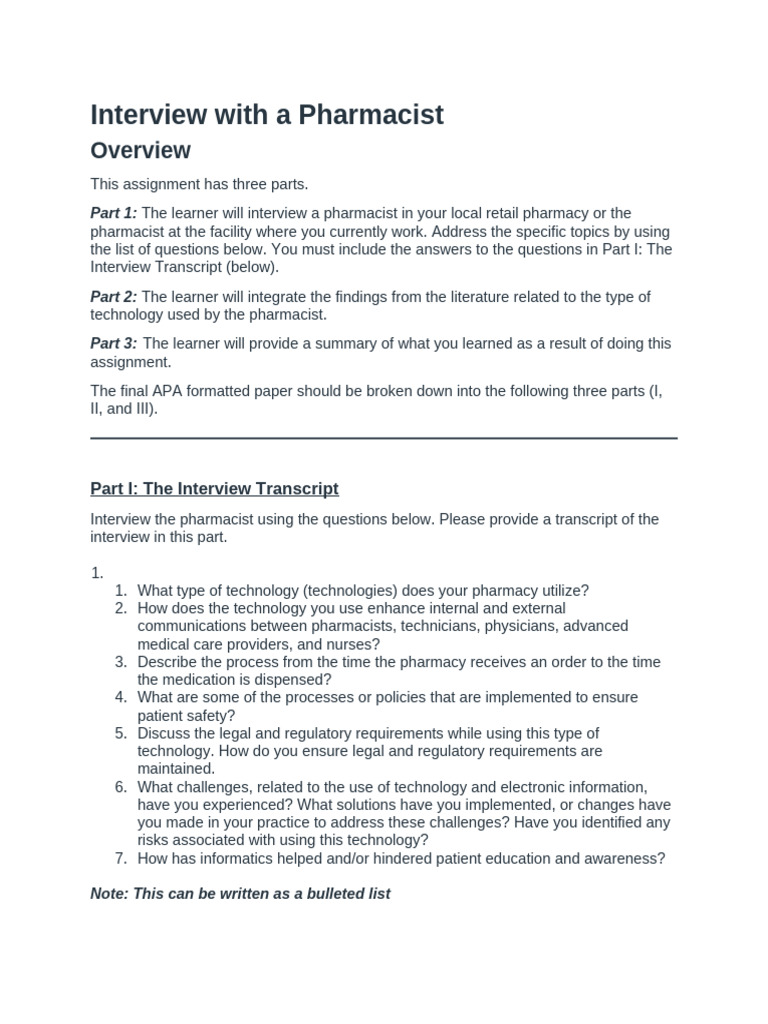 Interview With A Pharmacist CLJJ | PDF | Pharmacy | Pharmacist