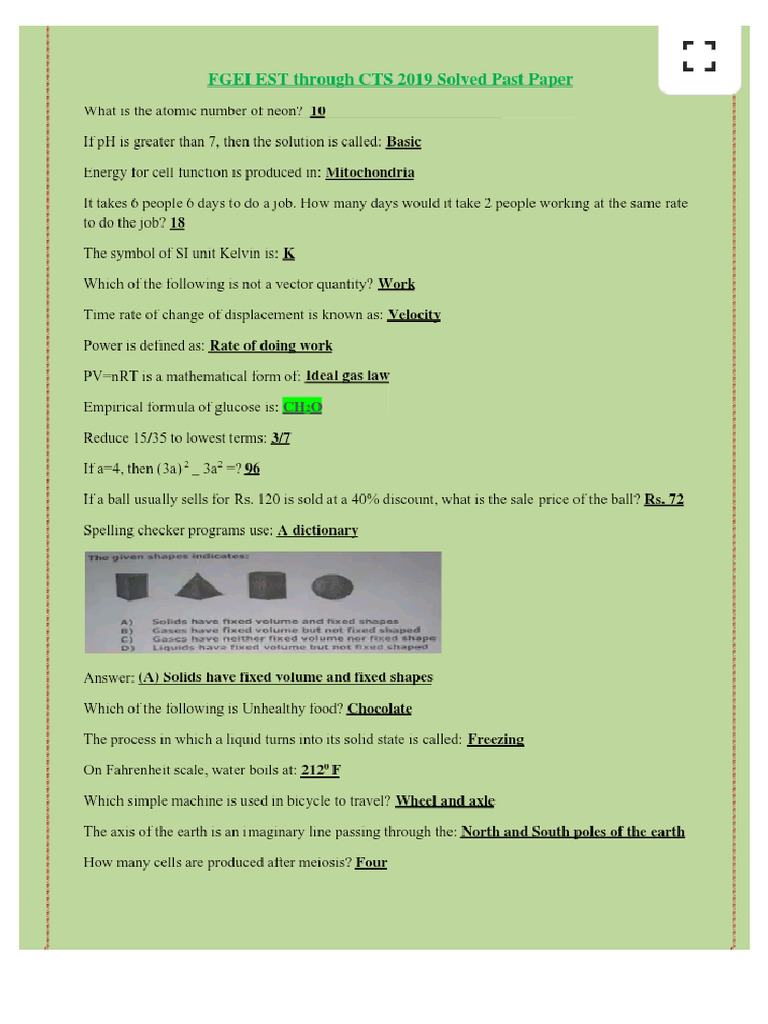 Past Papers EST | PDF