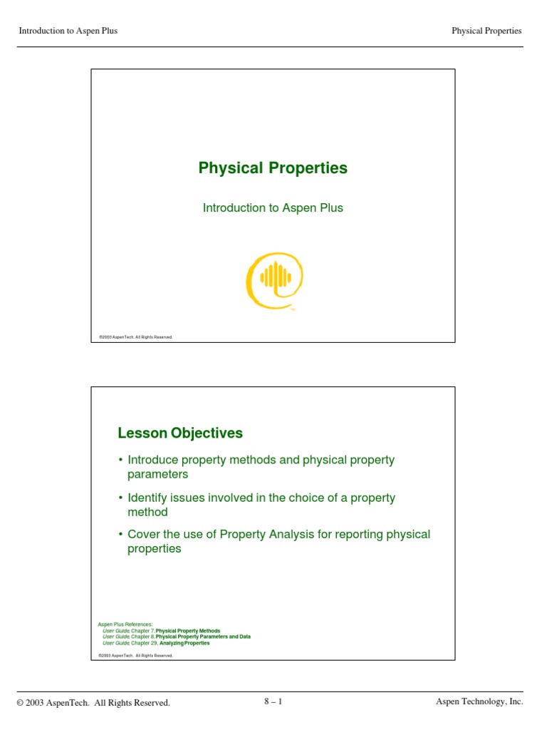 PhysProps of Aspen | PDF | Phase (Matter) | Continuum Mechanics