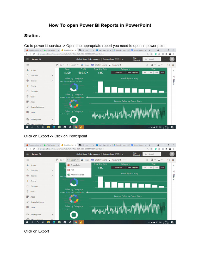 How To Open Power Bi Reports in Powerpoint Static | PDF