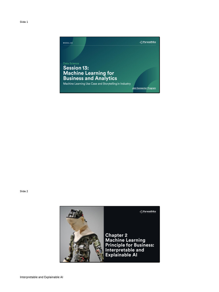 ML Business D2 P2 - Machine Learning Principle For Business Interpretable and Explainable AI | PDF