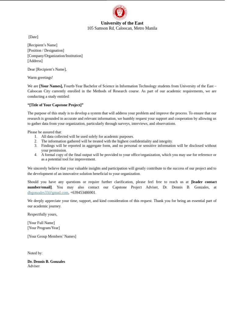 Letter For Conducting Data Gathering | PDF