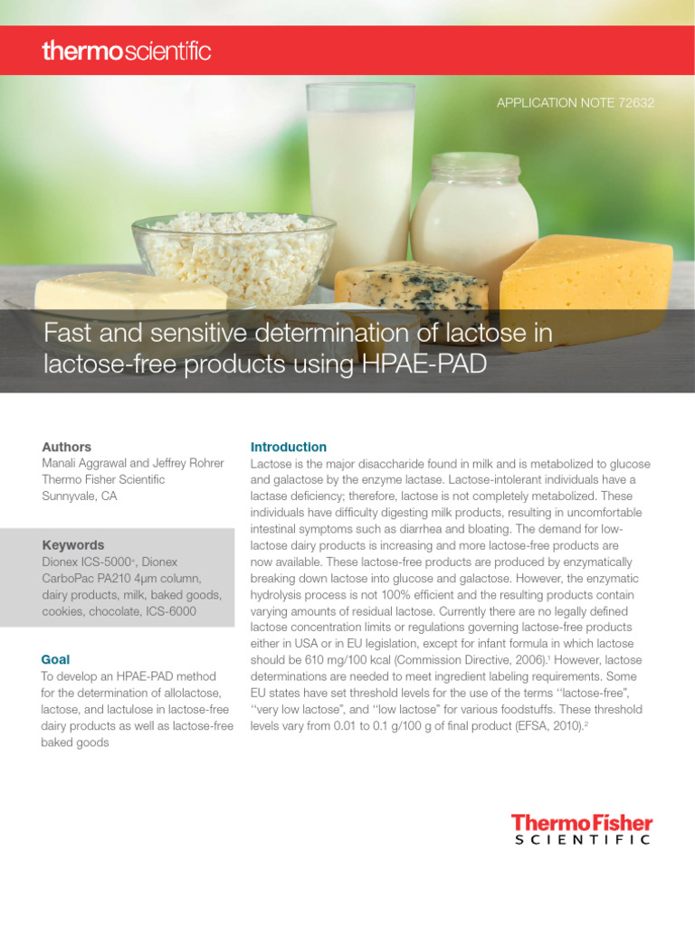 Fast and Sensitive Determination of Lactose in Lactose-Free Products ...