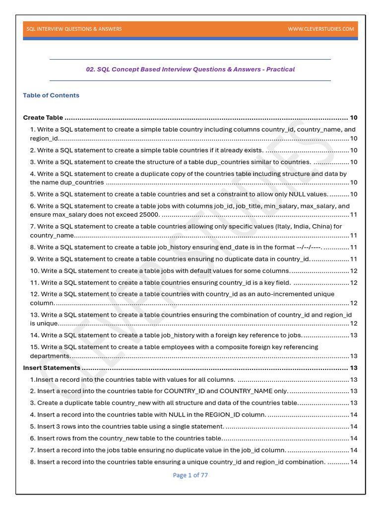 SQL Concept Based Interview Questions & Answers - Practical-237 | PDF | Table (Database) | Data ...